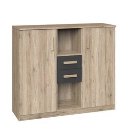 Pharao24.de Sideboard mit offenen F&auml;chern in Eiche San Remo Dunkelgrau