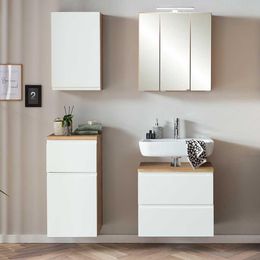 Pharao24.de Vierteiliges Badm&ouml;bel Set mit LED Beleuchtung 148 cm hoch (vierteilig)