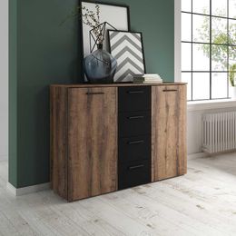 Pharao24.de Sideboard in Eiche dunkel drei Schubladen und zwei T&uuml;ren