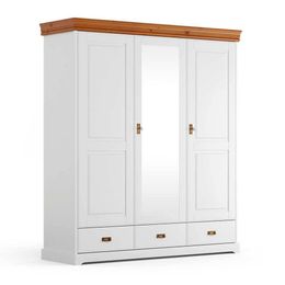 Pharao24.de Schlafzimmerschrank Dreht&uuml;renschrank mit Spiegel und drei Schubladen