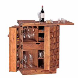 Pharao24.de Massivholz Barschrank aus Sheesham lackiert rustikal