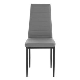 Pharao24.de Esstisch St&uuml;hle in Grau Kunstleder Metallgestell (4er Set)
