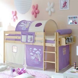 Pharao24.de Kinderhochbett aus Kiefer Massivholz Prinzessin Design