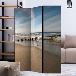 Pharao24.de Fotomotiv Paravent in Beige und Blau Strand und Meer