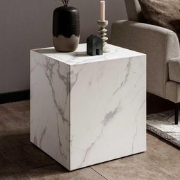 Pharao24.de Wei&szlig;er Beistelltisch in modernem Design Marmor Optik