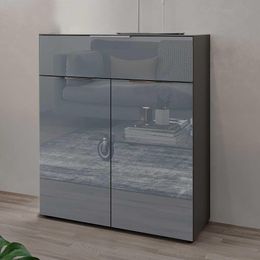 Pharao24.de W&auml;schekommode Grau Front glasbeschichtet einer Schublade