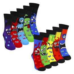 10er-Pack Herren Baumwollmonster-Socken Lustige gemusterte Alltagssocken