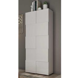 Pharao24.de Flurschrank modern Hochglanz in Wei&szlig; zwei Dreht&uuml;ren