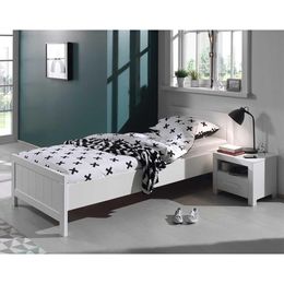 Pharao24.de Kinderbett wei&szlig; Jugendbett 77 cm hoch und 96 cm breit