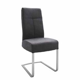 Pharao24.de Esszimmer Freischwinger in Anthrazit Edelstahl (2er Set)