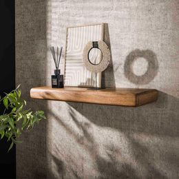 Pharao24.de Wandboard Holzregal aus Mangobaum Massivholz mit Massivholz Oberfl&auml;che