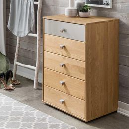 Pharao24.de Flurkommode in Beige Glas beschichtet Eiche