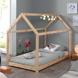 Pharao24.de Kinderbett Haus aus Kiefer Massivholz zwei Gr&ouml;&szlig;en
