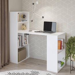 Pharao24.de Laptopschreibtisch mit Regal in Wei&szlig; 120 cm breit - 52 cm tief