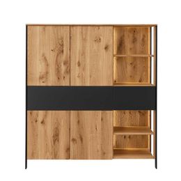 Pharao24.de Wildeiche Wohnzimmer Schrank mit Push to open Funktion 143 cm hoch