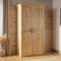 Pharao24.de Kleiderschrank aus Kiefer Massivholz Natur lackiert