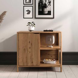 Pharao24.de Sideboard Holzkommode in Wildeichefarben mit Massivholzt&uuml;r