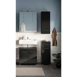 Pharao24.de Modernes Badm&ouml;bel Set in Schwarz Hochglanz 90 cm breit (vierteilig)