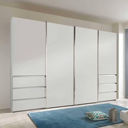 Pharao24.de Gleitt&uuml;renschrank wei&szlig; mit sechs Schubladen 330 cm breit