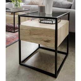 Pharao24.de Beistelltisch Sofa modern in Sonoma-Eiche NB Schwarz