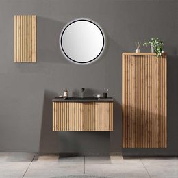 Pharao24.de Badm&ouml;bel Set Serie modern in Wildeichefarben 135 cm hoch (vierteilig)