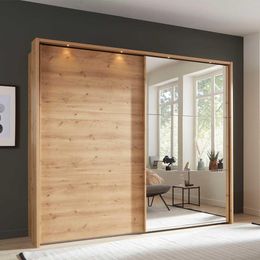 Pharao24.de Kleiderschrank in Eiche Bianco Schwebet&uuml;ren aus Spanplatte 250x217x67 cm Pharao24
