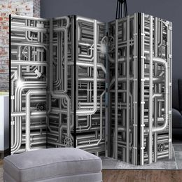Pharao24.de Industriestil Paravent in Graut&ouml;nen Metallmotiv