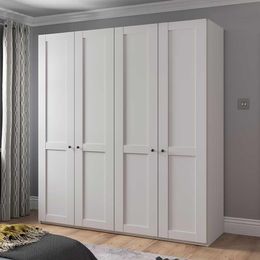 Pharao24.de Schlafzimmerschrank modern Country in Wei&szlig; 200 cm breit