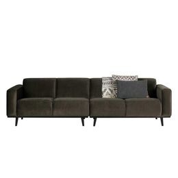 Pharao24.de Polstersofa in Dunkelgr&uuml;n Webstoff Retro Design