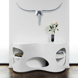 Pharao24.de Hochglanz Sideboard in Wei&szlig; ausgefallenen Design