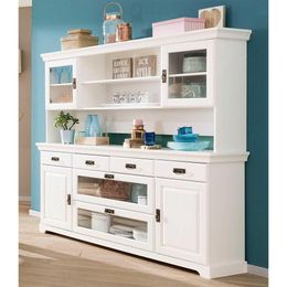 Pharao24.de Buffetschrank weiss 180 cm breit Landhausstil aus Kiefer Massivholz in Wei&szlig; 180x168x40 cm Pharao24