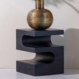 Pharao24.de Moderner Design Beistelltisch in Schwarz Mangobaum Massivholz