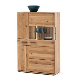 Pharao24.de Wohnzimmer Highboard in Balkeneiche Bianco furniert 90 cm breit