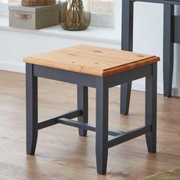 Pharao24.de Holzhocker massiv in Kiefer Laugenfarben und Grau 41 cm hoch