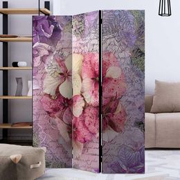 Pharao24.de Spanische Wand in Lila und Rosa Hortensien Motiv