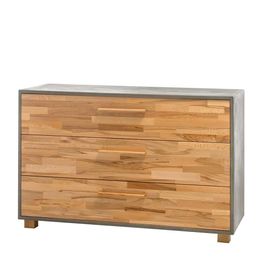 Pharao24.de Herrenkommode im Industry und Loft Stil Beton Grau und Kernbuche