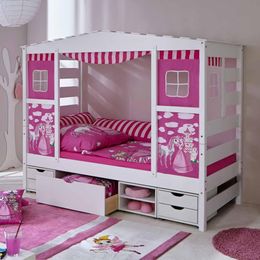 Pharao24.de Spielbett in Wei&szlig; Rosa Prinzessin Design