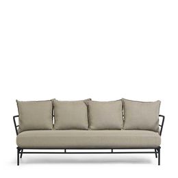 Pharao24.de Sofa mit Metallgestell f&uuml;r &uuml;berdachte Terrasse Beige und Schwarz