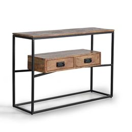 Pharao24.de Konsolentisch Wandtisch mit zwei Schubladen aus Metall
