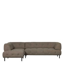 Pharao24.de Dunkelbraunes Ecksofa aus Strukturstoff Fu&szlig;gestell aus Metall