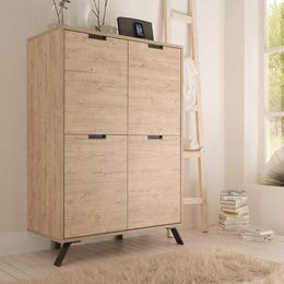 Pharao24.de Retro Highboard in Eiche 4 t&uuml;rig
