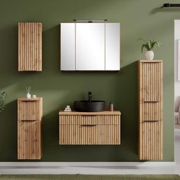 Pharao24.de Bad Set modern in Wildeichefarben Schwarz (f&uuml;nfteilig)