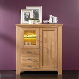 Pharao24.de Esszimmer Highboard aus Wildeiche Massivholz Glast&uuml;r
