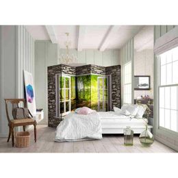 Pharao24.de Schlafzimmer Paravent mit Waldlandschaft 225 cm breit