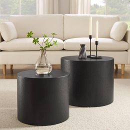 Pharao24.de Zweisatztisch Wohnzimmertisch in Schwarz 38 cm hoch (zweiteilig)