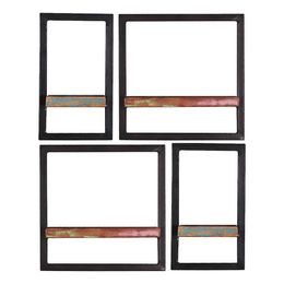 Pharao24.de Vier Wandboards aus Recyclingholz & Metall Shabby Chic Stil (vierteilig)