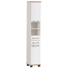 Pharao24.de Wei&szlig;er Bad Hochschrank im Landhausstil Made in Germany