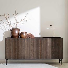 Pharao24.de Braunes Sideboard in modernem Design Vierfu&szlig;gestell aus Metall