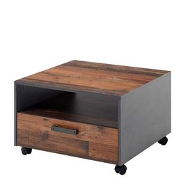 Pharao24.de Rollbarer Couchtisch im Industry und Loft Stil einer Schublade