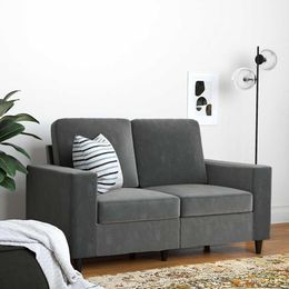 Pharao24.de Sitzsofa grau Samt Retro mit Armlehnen 152 cm breit - 82 cm tief